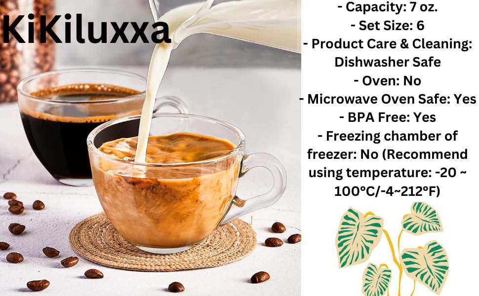 Buy KiKiluxxa Glass Green Tea and Cold Coffee Cup Set of 6 - Home and ...