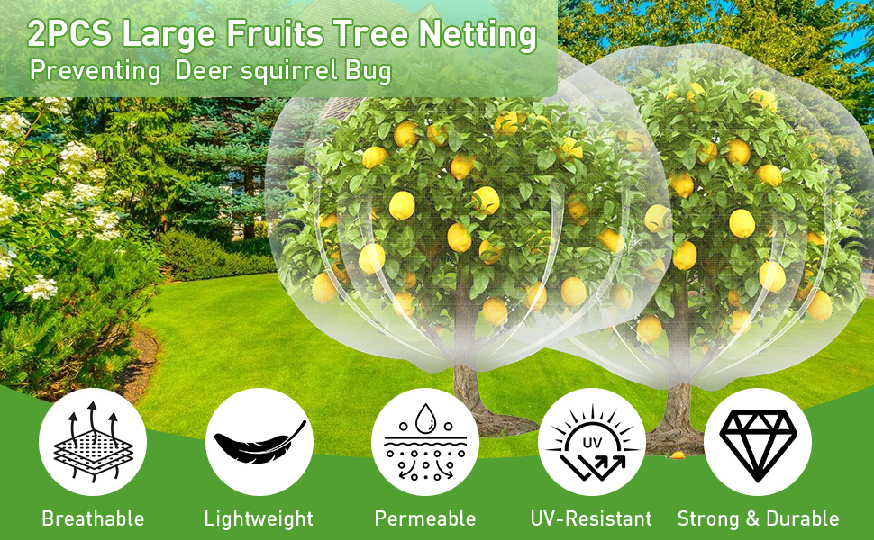 Amazon.com : 2PCS Large Fruit Tree Netting with Drawstring and Zipper, 6 x 6.6FT Blueberry Bush ...