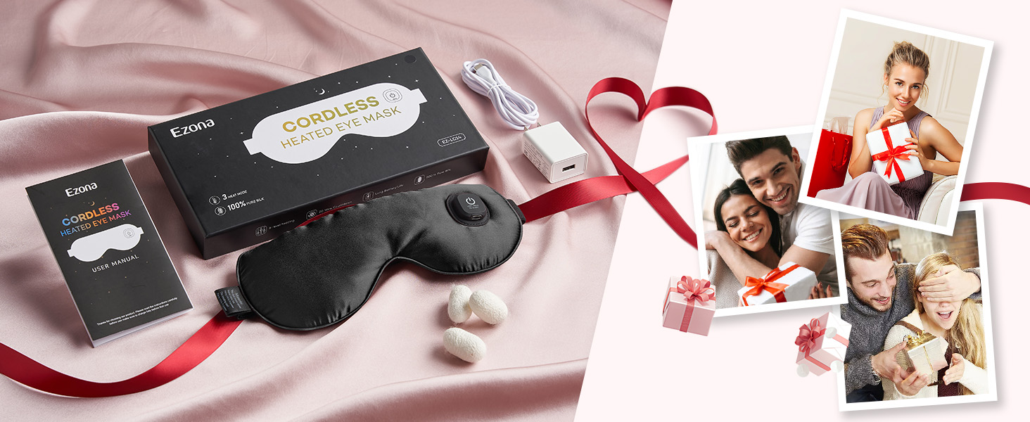 Amazon.com: Ezona Silk Cordless Heated Eye Mask, Warm Eye Compress Mask for Dry Eyes, Washable ...