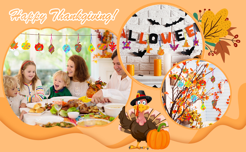 Amazon.com: Kasyat 60 Pieces Thanksgiving Scratch Paper Art Set, Fall ...