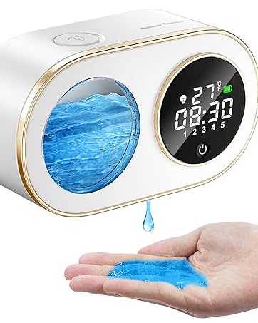 Amazon.com: Wladipw Automatic Liquid Soap Dispenser Touchless with Time and Temperature Display ...