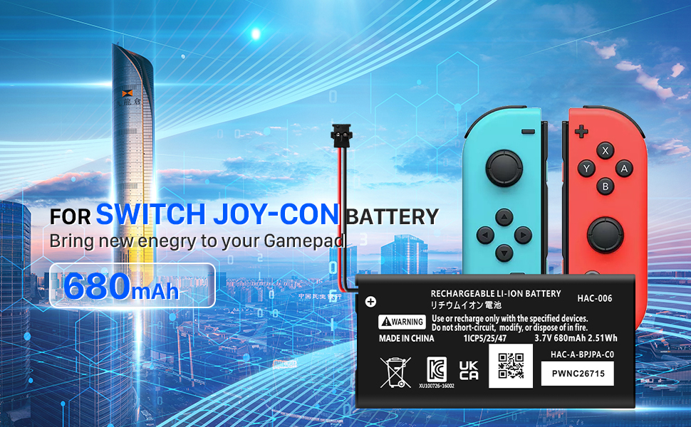 Amazon.com: KOOAQQ HAC-006 Battery, Upgraded 680mAh Replacement JoyCon Battery for Nintendo ...