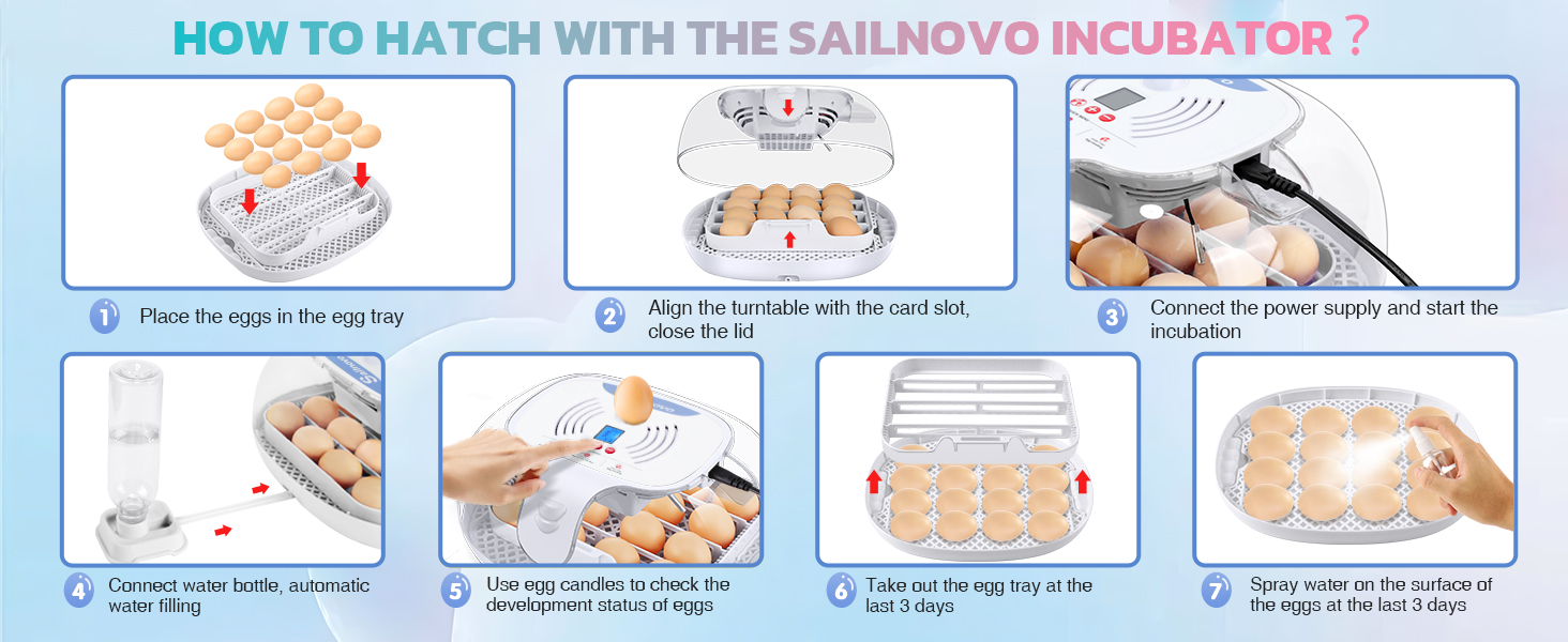 Amazon.com : Sailnovo Egg Incubator for Hatching Chicks, 16-35 Eggs Incubator with Automatic ...