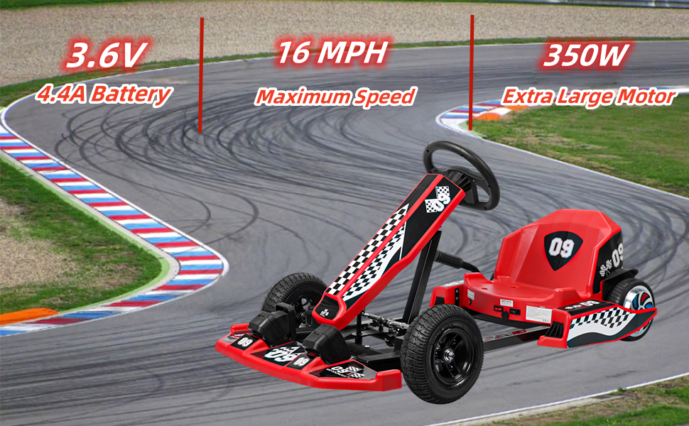 Amazon.com: Haibinsuo 36V Go Kart for Kids, 16 MPH Electric Drift Kart with 350W Motor, Drift ...