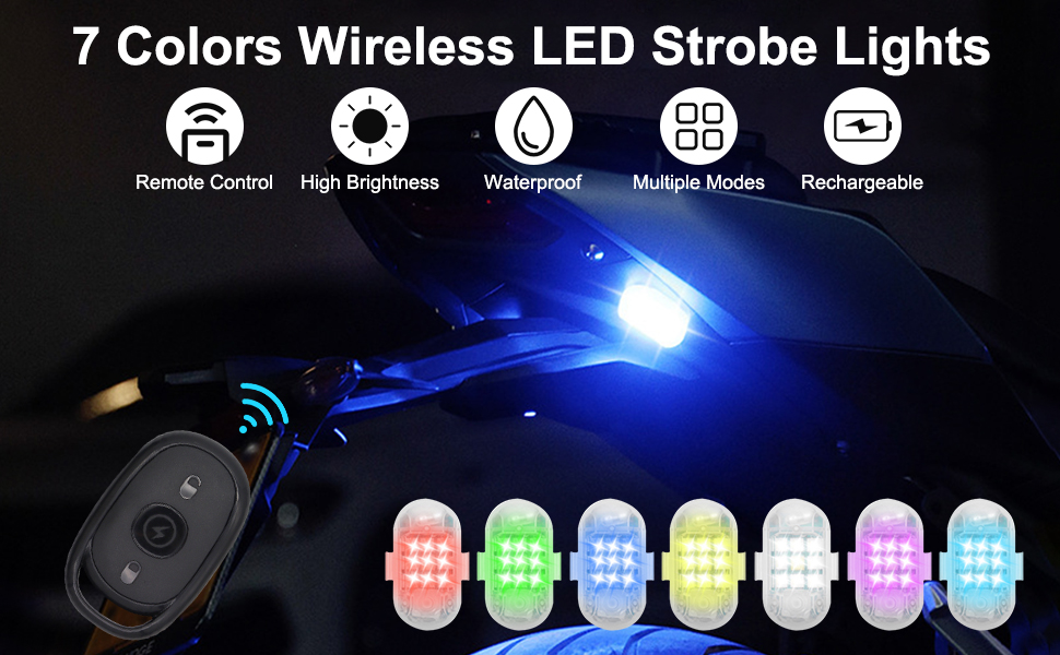 Amazon.com: 4Pcs LED Anti-Collision Lights with Remote, 7 Colors USB ...