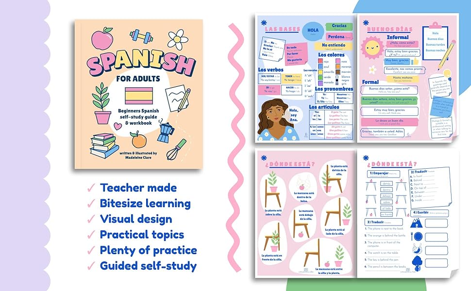 Beginners Spanish Self-Study and Workbook for Adults: Illustrated Learning Book: Amazon.co.uk ...