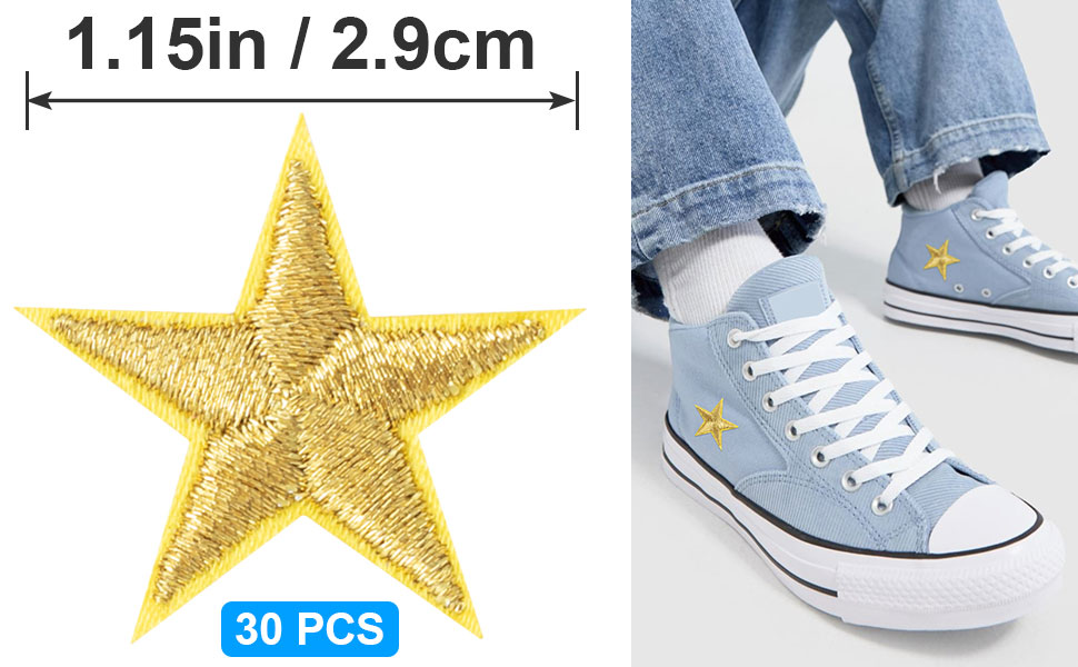 Amazon.com: Mxxipp 30pcs Gold Star Embroidered Patches, Iron on Mini ...