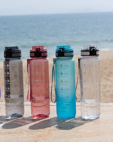 OLDLEY Botella de agua, botella de agua deportiva motivacional de 32 onzas con marcador de ...