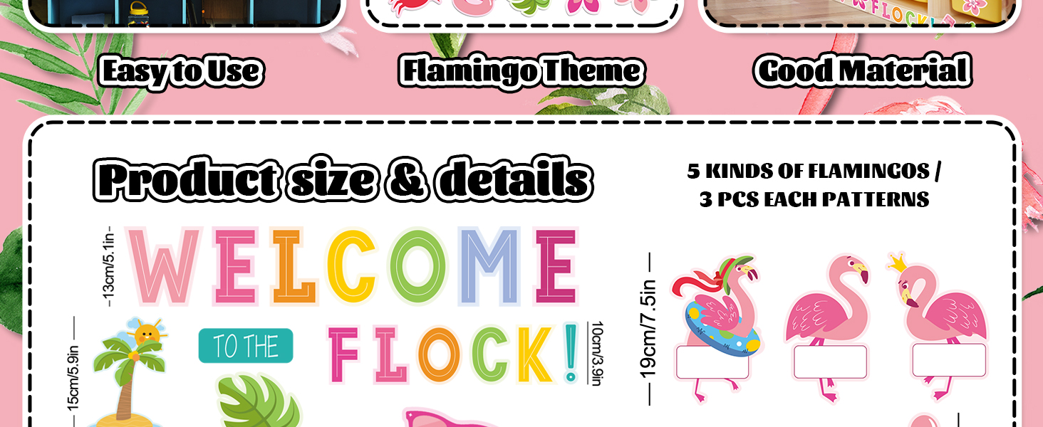 Amazon.com: Whaline 59Pcs Flamingo Bulletin Board Decor Tropical Pink ...