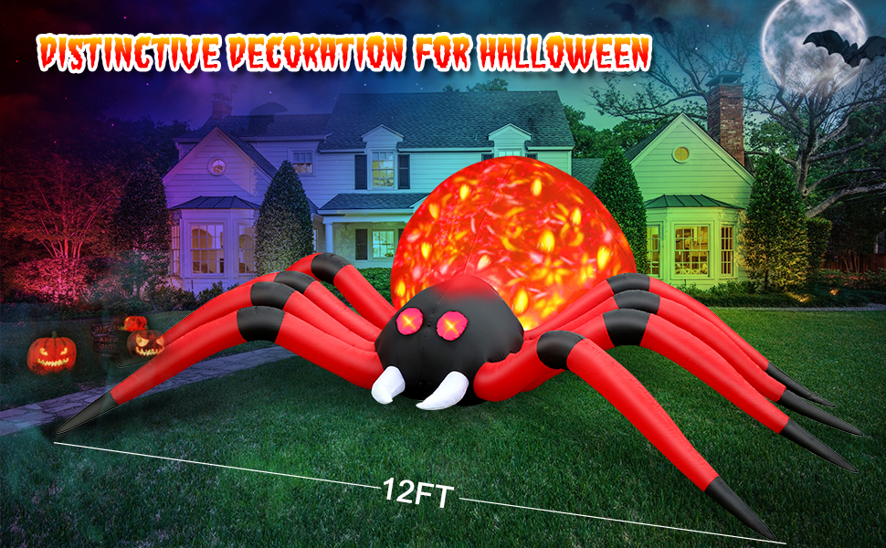 Amazon.com: FunFanso 12FT Halloween Inflatable Spider Outdoor Decorations for Yard, Giant Blow ...