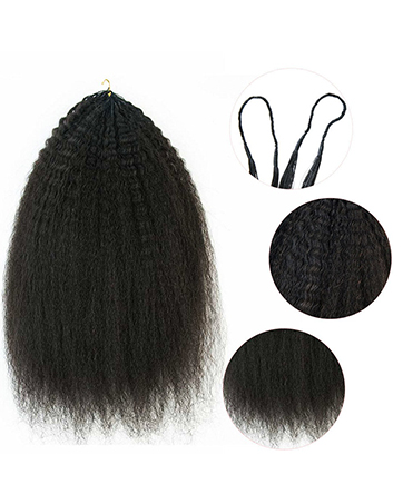 Amazon.com : Kinky Straight Feather Crochet Human Hair Extension Yaki Wave Pre Separated ...
