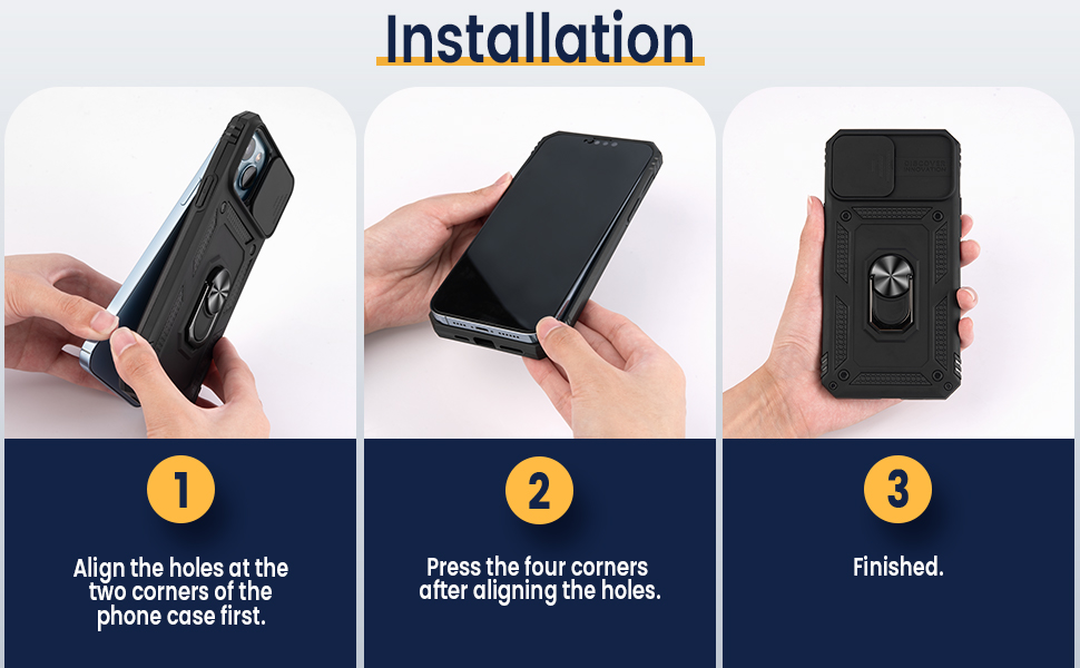 Amazon.com: Goton Armor Case for iPhone 13 Pro Max Stand Case with Slide Camera Cover ...