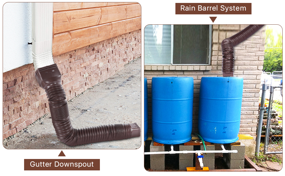 POBOMVOM Rain Gutter Downspout Extensions, 21"-60" Flexible Drain ...