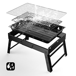 TaTasay Portable Charcoal Grill Stainless Steel Winter Outdoor Folding BBQ Tabletop Barbecue ...