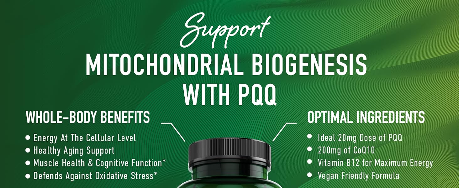 Amazon.com: PQQ Supplement 20mg | Mitochondrial Biogenesis & Energy Optimizer With CoQ10 ...
