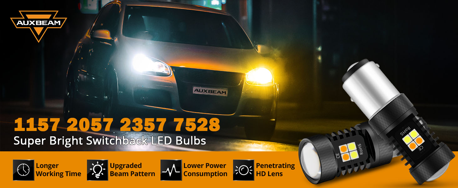 Amazon.com: Auxbeam B21 Series 1157 LED Bulbs Amber Yellow Built in Resistor CANBUS Error Free ...