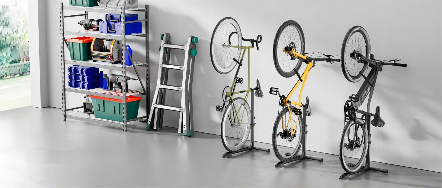 Mimoke Fahrradständer Boden Für 2 Fahrräder Schwerkraft Fahrradhalter voll einstellbare ...