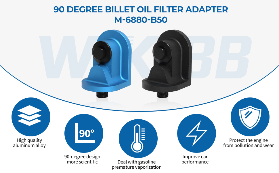 Amazon.com: WIKIBB M-6880-B50 90 Degree Billet Oil Filter Adapter for 1965-1995 Mustang 5.0L 302 ...