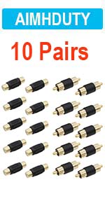 Amazon.com: AIMHDUTY RCA Coupler 12-Pack, RCA Female to Female Adapter Gold Plated for RCA Cable ...