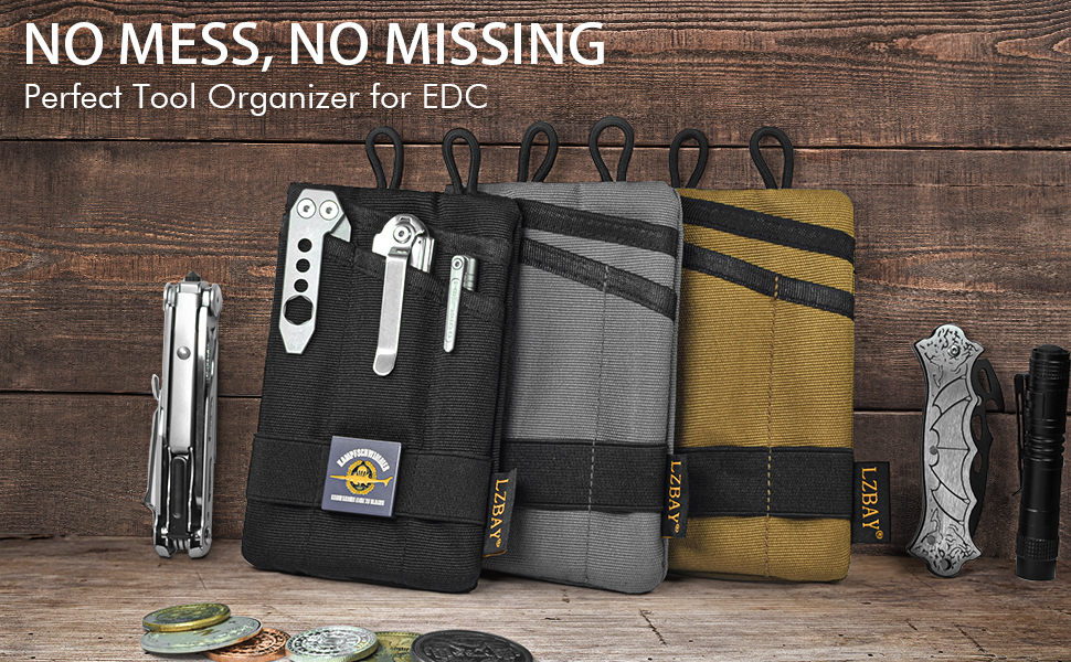 EDC Pocket Organizer,EDC Pouch to Carry Tactical Pen/Knife/Phone,Men's EDC Tool Pocket with 4 ...