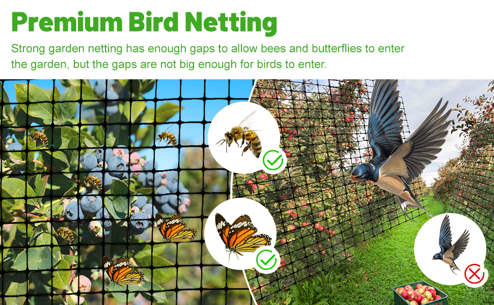 Foreverup Garden Netting, 2.1m x 15m Bird Netting for Garden with Cable Ties, Reusable Garden ...