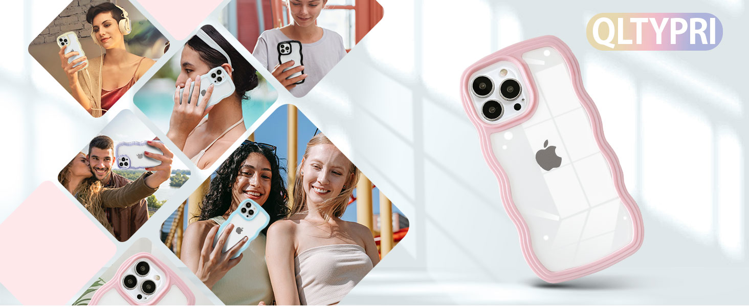 Amazon.com: QLTYPRI Compatible with iPhone 14 Pro Max Case, Cute Curly Wave Frame Clear Case for ...