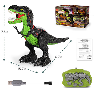 Amazon.com: FANURY Remote Control Dinosaur Toys for Kids 3-7, 2.4G RC Walking T-rex with 360 ...