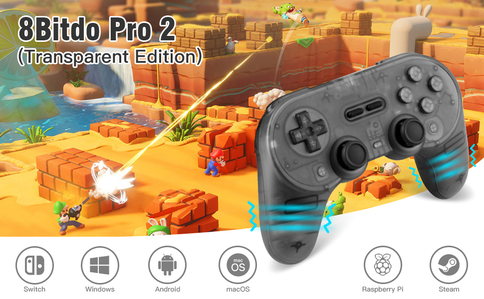 8BitDo Pro 2 Bluetooth Controller Transparant Edition Controller ...
