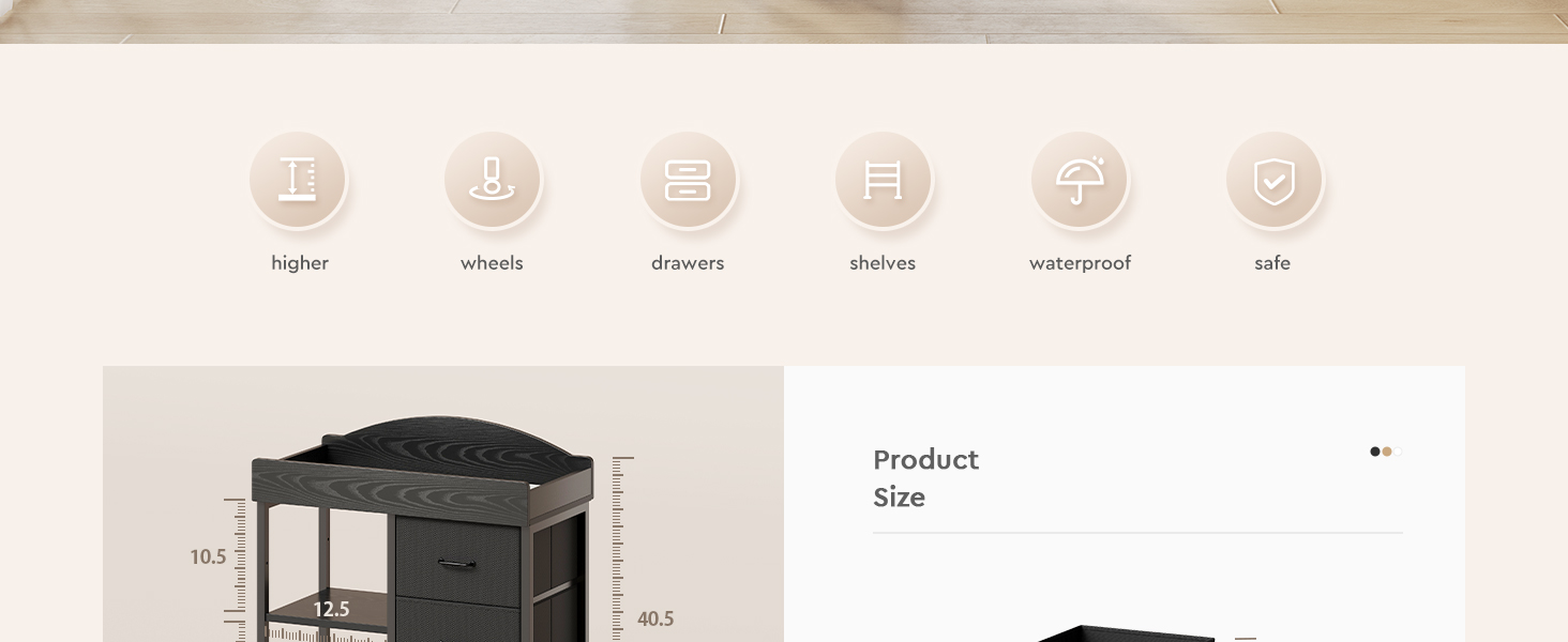 Amazon.com : YeTom Changing Table Dresser, Baby Dresser with 3 Drawers and 2 Shelves, Multi ...