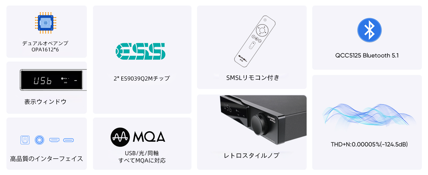 Amazon.co.jp: SMSL DO100 PRO 2xES9039Q2M バランスDAC、XMOS XU316 PCM768kHz DSD512 USB DAC、USB ...