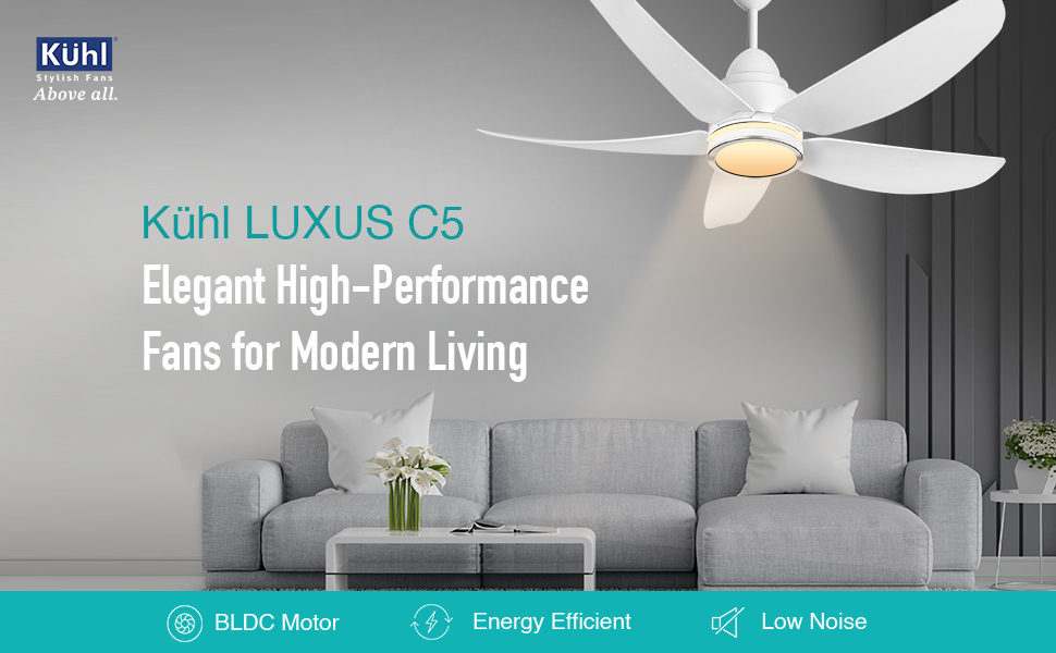 Buy KUHL Luxus C5 1200Mm Stylish Power Saving Bldc Ceiling Fan With Remote | Night & Down Light ...