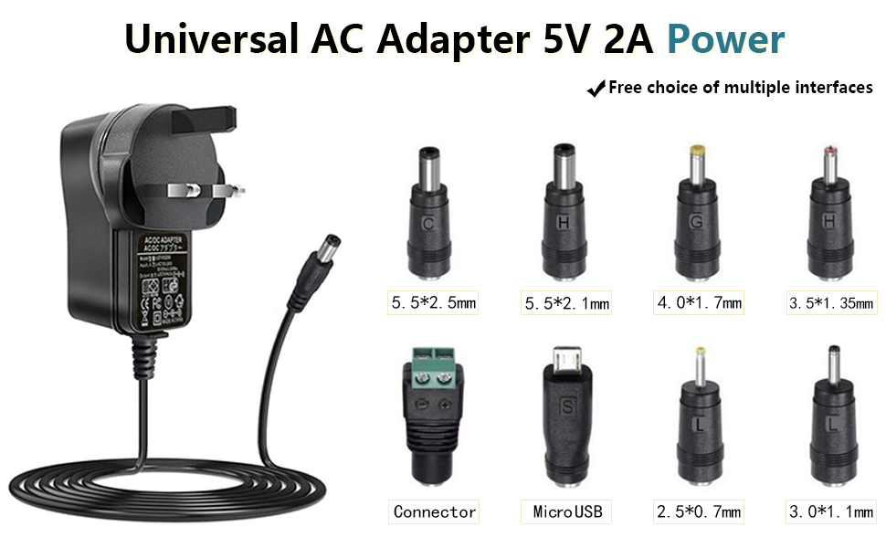 ZUOKENZU 5V AC Adapter DC5V 2A 1A Power Supply 10W wall charger AC230v to DC5V 100mA 200mA 500mA ...