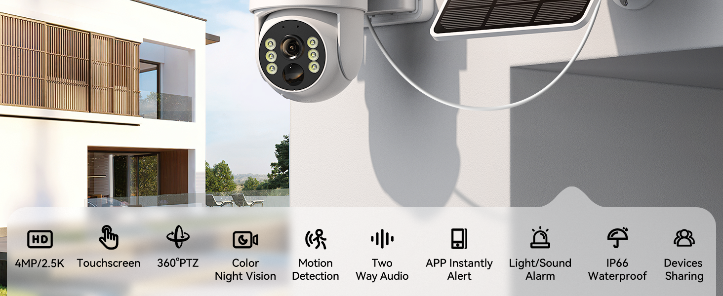 Amazon.com : Camcamp Wireless Security Camera System, Solar-Powered 4MP 4 Cam-Kit with 7 ...