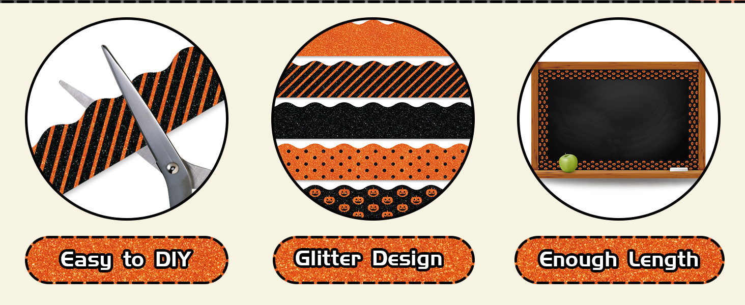 Amazon.com: Whaline 69Ft Halloween Bulletin Board Borders Glitter ...