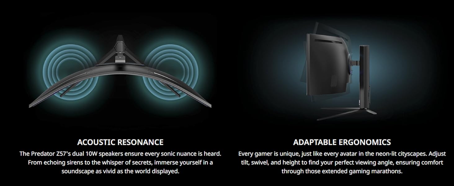 Amazon.com: Acer Predator Z57 | 57" DUHD 7680 x 2160 Mini LED 1000R Curved Gaming Monitor | AMD ...