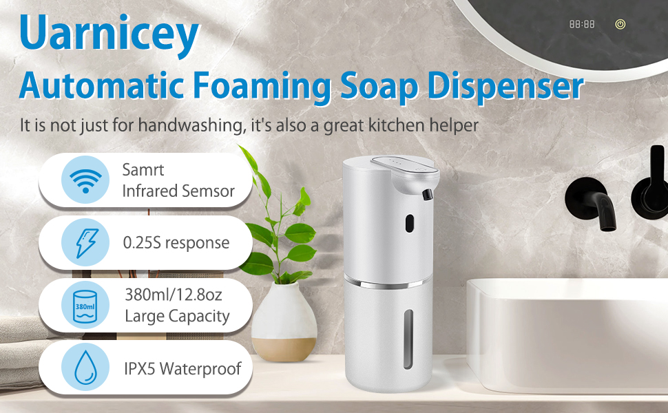 Amazon.com: Uarnicey Automatic Foaming Soap Dispenser 12.8oz Wall Mount Auto Soap Dispenser, USB ...