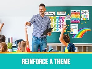 Amazon.com: Decorably 147 Pcs Cutouts Rainbow Vibrant Class Calendar ...