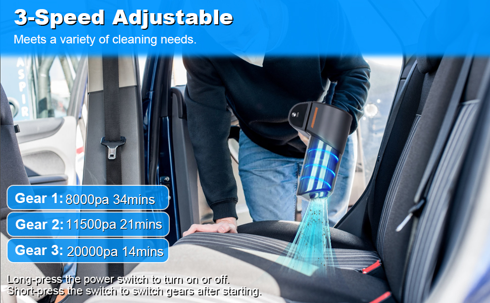 Amazon.com: Hombees Car Vacuum Cleaner High Power 20000PA 3-Speed Adjustable Brushless Motor ...