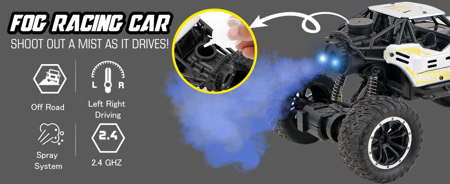 Zest 4 Toyz Remote Control Car for Kids with Mist Smoke Effect 2 WD Monster Truck Rock Crawler ...