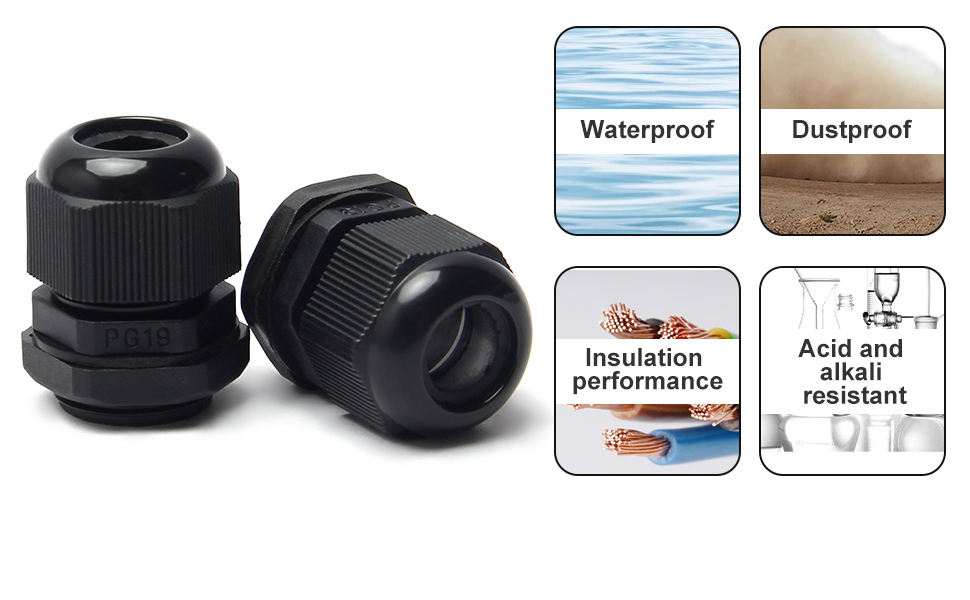 Amazon.com: Mriuuod Cable Glands 50 Pcs Cord Grip Kit Waterproof Sealed Adjustable Connectors ...