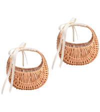Amazon.com: 2 PCS Rattan Flower Baskets Half Moon Wicker Basket Willow ...