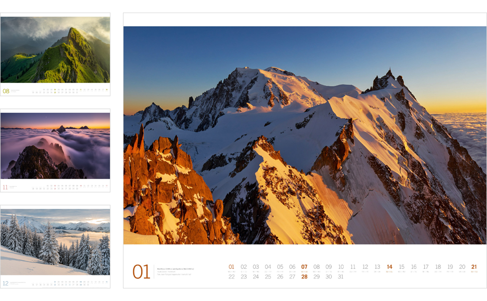 Alpen - Ackermann Gallery Kalender 2024, Wandkalender im Querformat (66x50 cm) - Großformat ...