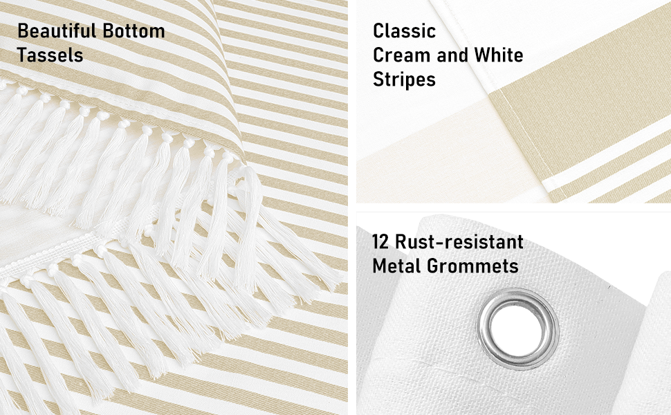 Amazon.com: Dynamene Extra Long Shower Curtains, 84 Inches Long Farmhouse Boho Striped Fabric ...