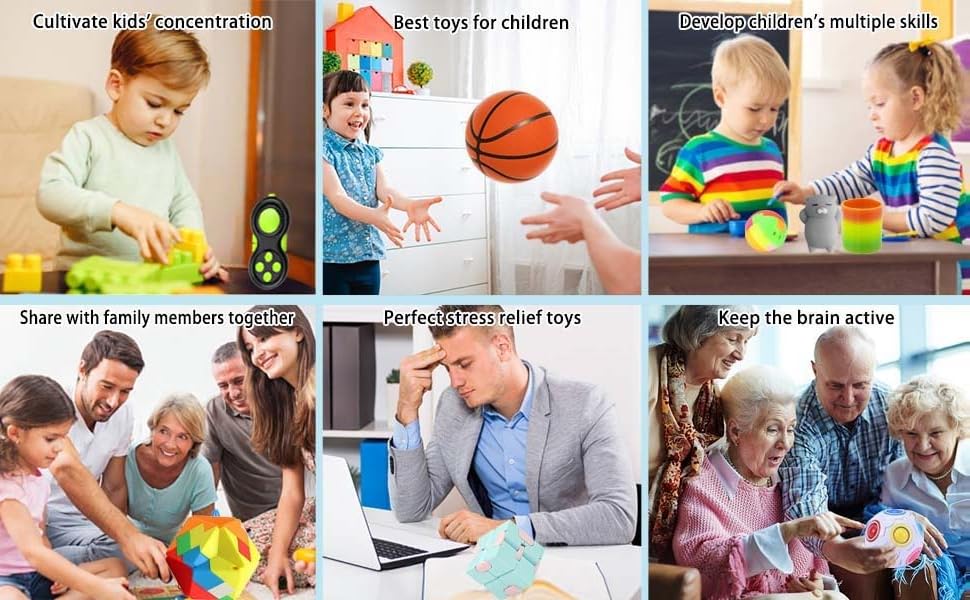 Hapitoys Sensory Toys Set 55 Pack, Stress Relief Fidget Hand Toys for Adults and Kids, Sensory ...