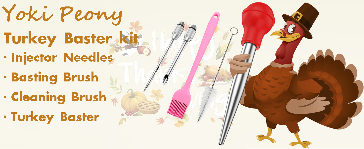 Amazon.com: Yoki Peony Turkey Baster for Cooking, Stainless Steel Turkey Baster Syringe, Red ...