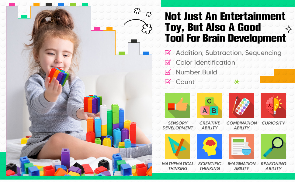 Jenaai 1000 Pieces Linking Counting Cubes Plastic Counting Blocks Colorful Math