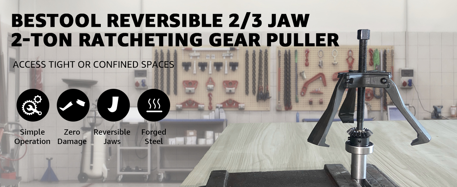 Amazon.com: BESTOOL Reversible 2/3 Jaw 2-Ton Ratcheting Gear Puller - Premium Chrome Molybdenum ...