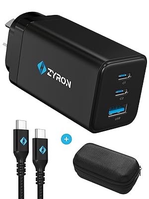 ZYRON USB C Charger 65W Powastone 3 Ports GaN III Fast Charging Block, Compact Power Adapter AU ...