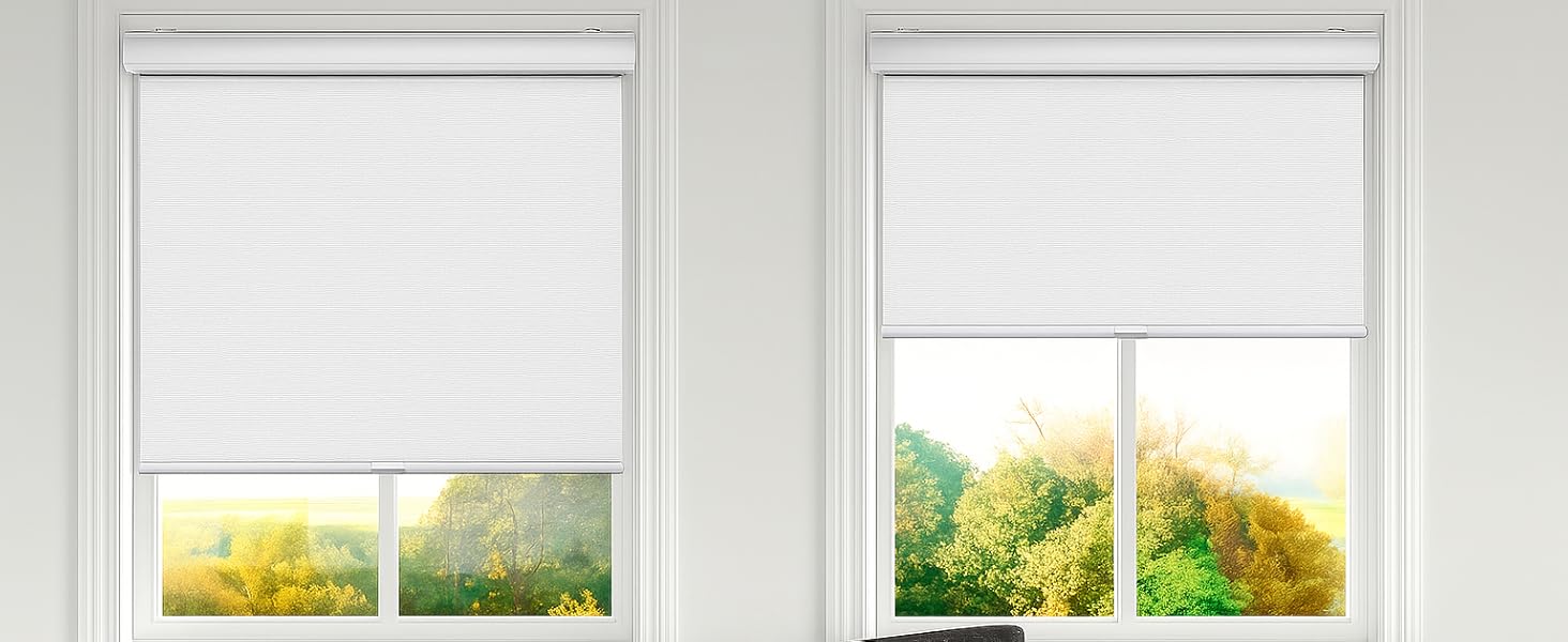 Amazon.com: SHADESLINE Cordless with Valance 100% Blackout Window Shades Pull Down Window Blinds ...