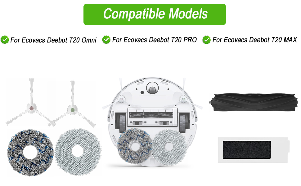 Amazon.com: Frexusuent Replacement Part Kit for Ecovacs Deebot T20 Omni, T20 PRO, T20 MAX Vacuum ...